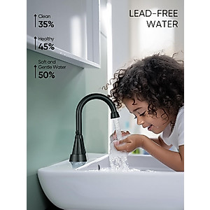 Cobbe Black Bathroom Faucets 3 Hole, 4 Inch Bathroom Sink Faucet with Pop Up Drain and 2 Supply Hoses, 2 Handle Centerset Bathroom Faucet for Sink Vanity, Matte Black