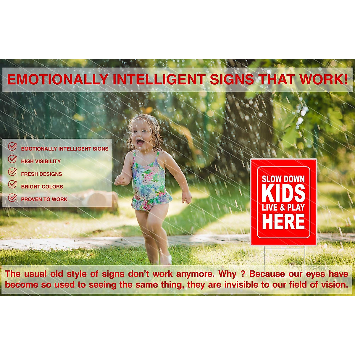 Slow Down Kids Live & Play Here - 4 Pack Yard Sign