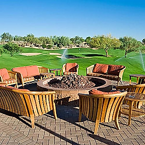 Spotix HPC Round Match Lit Fire Pit Burner Kit (FPS30HCKIT-NG-MSCB) with 30-Inch Stainless Steel Burner, Natural Gas, Polished Chrome, with Flange, Key, Valve, Flex Line and Fittings