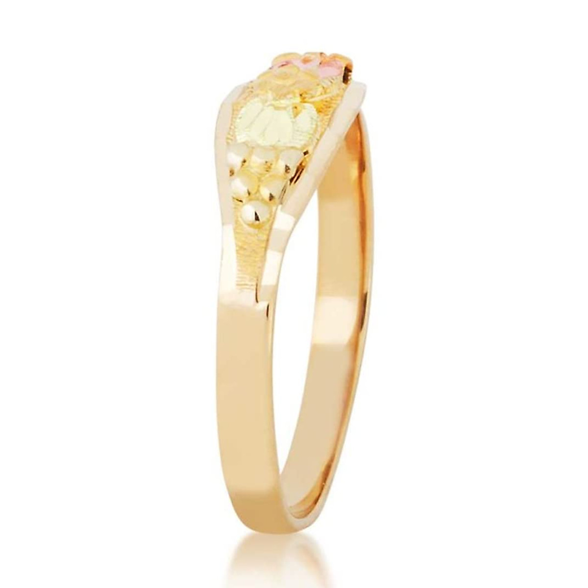 Grape Rosette Pinky Ring, 10k Yellow Gold, 12k Pink and Green Black Hills Gold Size 2.5