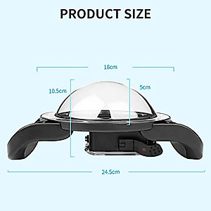 SHOOT Dome Port Lens for GoPro Hero 11/10/ 9 Black - Dual Handle Stabilizer Floating Grip, Enlarge Trigger, Overall Waterproof Case - Easier to Hold Over Underwater Photos/Videos