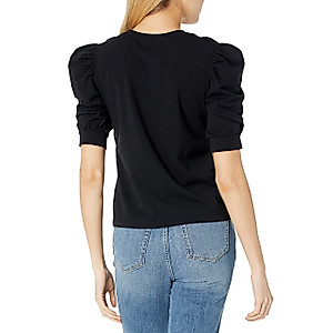 The Drop Women's Mariko Puff Sleeve Crew Neck T-Shirt, Black, 2X Plus Size