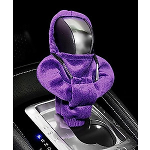 Zlirfy Universal Fit Automotive Gear Shifter Knob Cover,Shift Cover for Car,Fashionable Sweater Design Car Gear Shift Cover,Manual Auto Shift Boot Cover,Car Interior Decor Accessories(Purple)