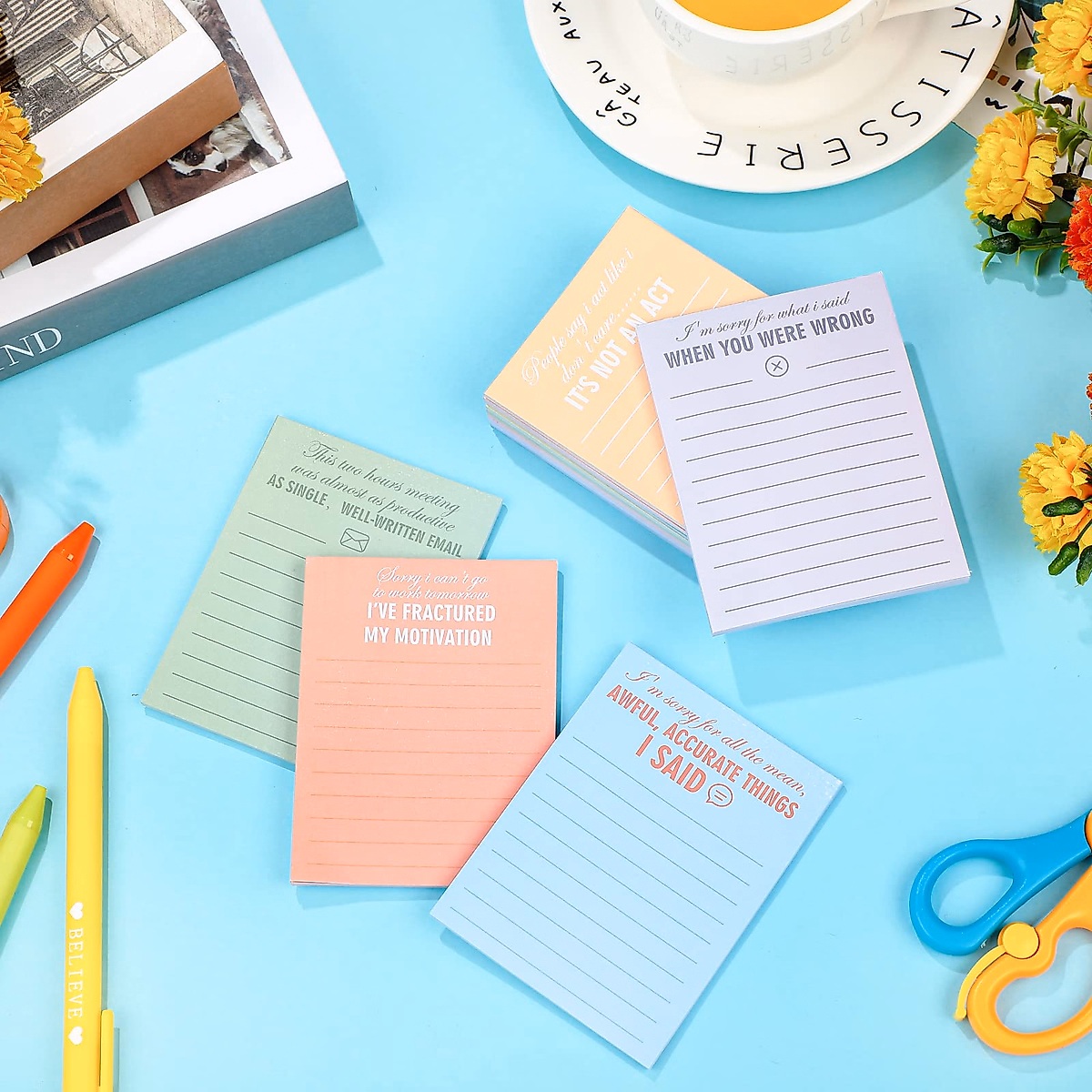 Funny Notepads with Sayings Sticky Funny Office Supplies to Do List Funny Work Assorted Notepad for Workers, 12 Designs, 3 x 3.93 Inch (Classic Style, 12 Packs,)