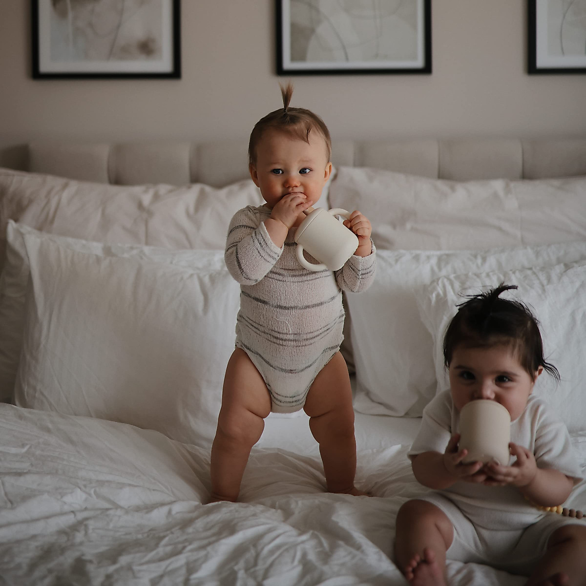 mushie 100% Silicone Training Cup & Straw for Toddlers | 6 Months+ (Shifting Sand)