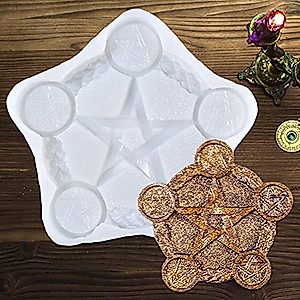 Activane NMSL Pentagram Candle Holder Silicone Mold, Handmade Altar DIY Mold Tea Wax Cup Candle Holder Mould for Divination and Blessing Ceremony Home Table Decor, White