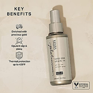 Kenra Platinum Luxe One Leave-In | All-In One Miracle Spray | Enriched with Precious Gold | Opulent Slip & Shine | Thermal/Heat Protection | Medium To Coarse Hair | 5 fl. Oz