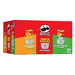 Pringles Potato Crisps Chips, Lunch Snacks, On-the-Go Snacks, Snack Stacks, Variety Pack, 19.3oz Box (27 Cups)​​