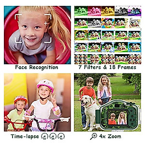 DEKER Kids Camera Underwater Waterproof Camera for Best Christmas Birthday Gifts for Boys Girls Age 3-12 HD Digital Video Camera Mini Children Camcorder Camera 2 Inch IPS Screen with 32GB Card (Green)
