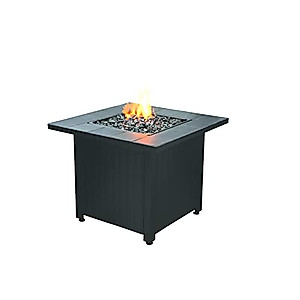 Endless Summer Sleek 30,000 BTU Liquid Propane Outdoor Home Patio Fire Pit Table with Fire Glass Rocks and Protective Cover, Black