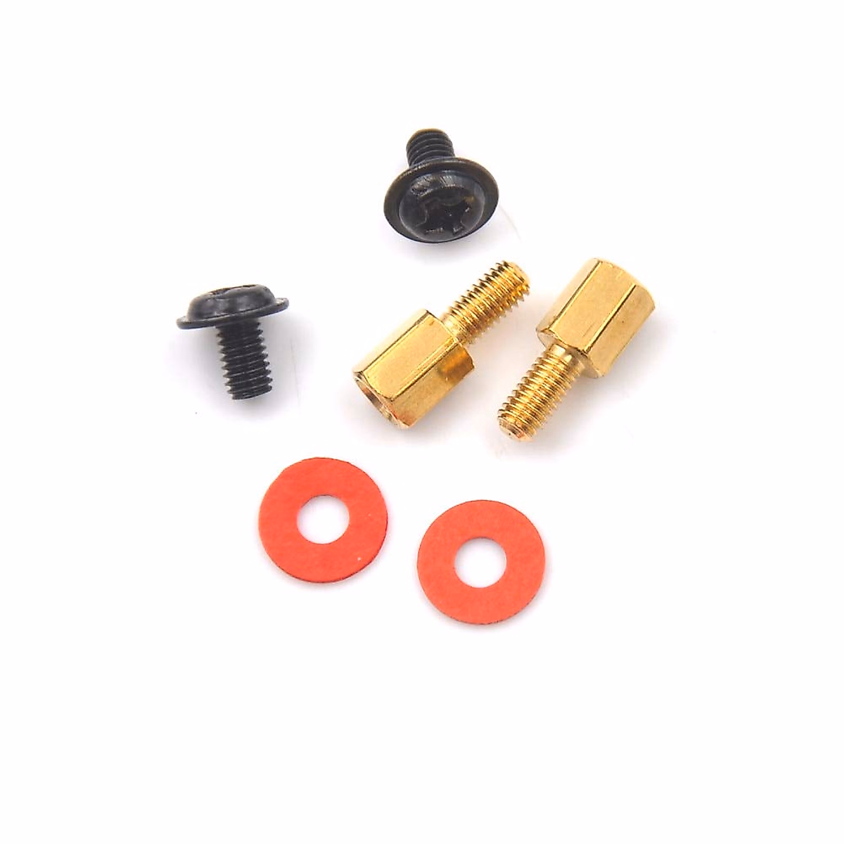 Screw 10Pcs 6-32-M3 6.5mm Computer Golden Motherboard Riser+Silver Screws + Red Washers