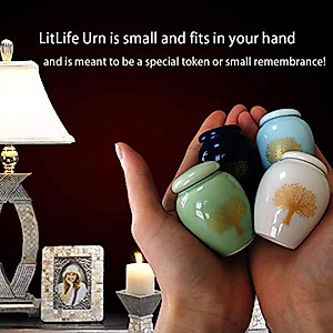 Mini Cremation Urns for Human Ashes Set of 4 - Tree of Life Small Keepsake Urns - Ceramic Adult Dog Cat Ashes Holders Miniature Memorial Funeral Urn for Sharing Ashes