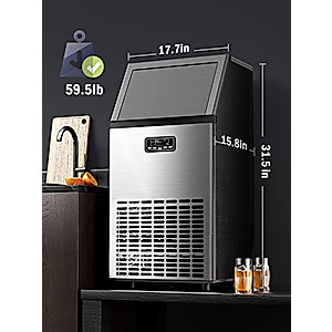 Joy Pebble Ice Maker Commercial,100lbs/24H/4,400pcs, 45 Cubes/Cycle,Ice Size Control,24H Timer,Freestanding Ice Maker Machine Under Counter, Ideal for Restaurants, Bars,Offices and Home Parties