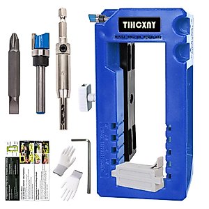 TIHCXNY (Blue) Door Hinge Mounting Kit, Door Hinge Clip, Door Hinge Mortise, Door Hinge Router Template fits 3" to 5" Length and 90 Degree Angle, 1/4" or 5/8" Thickness Door Hinges.
