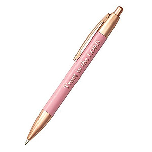 Christian Art Gifts Women's Retractable Ballpoint Scripture Pen in Case: Trust in the Lord - Proverbs 3:5 Inspirational Bible Verse with Pocket Clip, Black Ink & Matching Floral Box, Pink & Rose Gold
