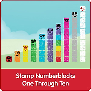 hand2mind Numberblocks Stampoline Park Stamp Activity Set, 20 Kids Stamps, 12 Washable Ink Pads, Number Toys, Preschool Math Toys, Counting Toys, Kids Arts and Crafts, Birthday Gifts for Kids