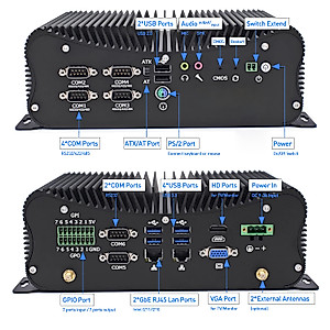 Fanless Industrial Mini PC 64GB RAM 1TB SSD 2TB HDD Windows 10 Pro i7 8550U Mini Desktop Computer Dual Displays HD + VGA, 4K, Dual band WiFi, BT4.0, 2 NIC, GPIO port, 6RS232 COM, Full Metal Case