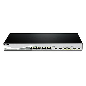 D-Link Ethernet Switch, 10 12 Port Gigabit Managed Web Smart Switch w/ 2 RJ45 SFP+ Combo Ports Network Internet (DXS-1210-12SC), Black/Gray