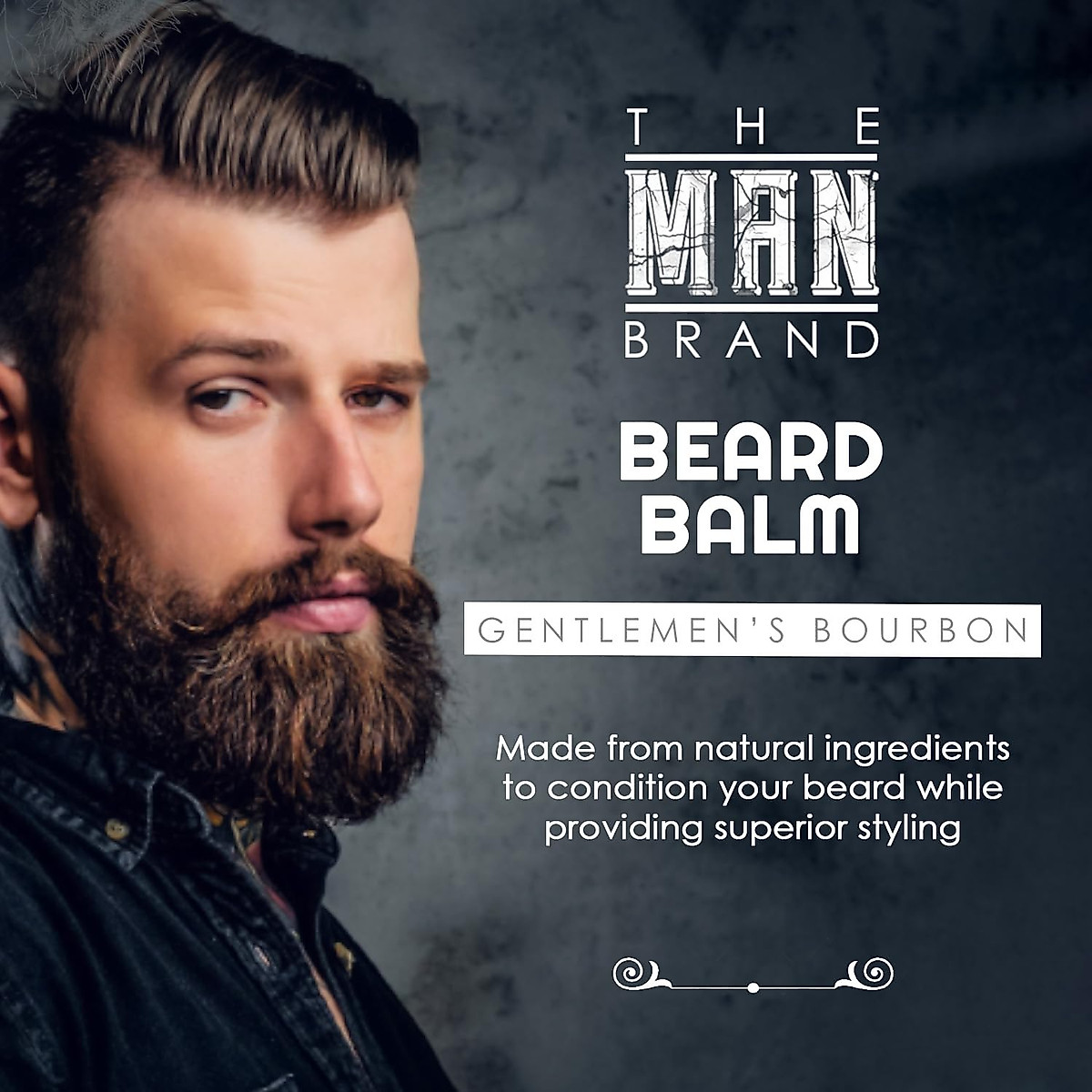 The Man Brand Beard Grooming Product - Natural Beeswax Based Conditioning Balm for Styling and Care - Scented in Gentlemen's Bourbon (1 oz / 30 ml)