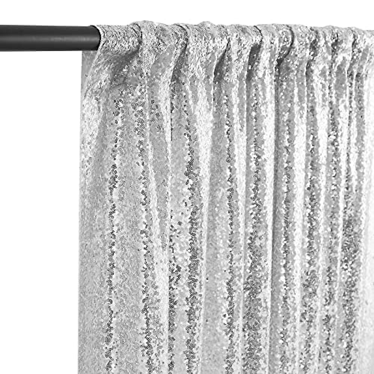 Sparkling Silver Sequin Backdrop for Events - 2 Pack