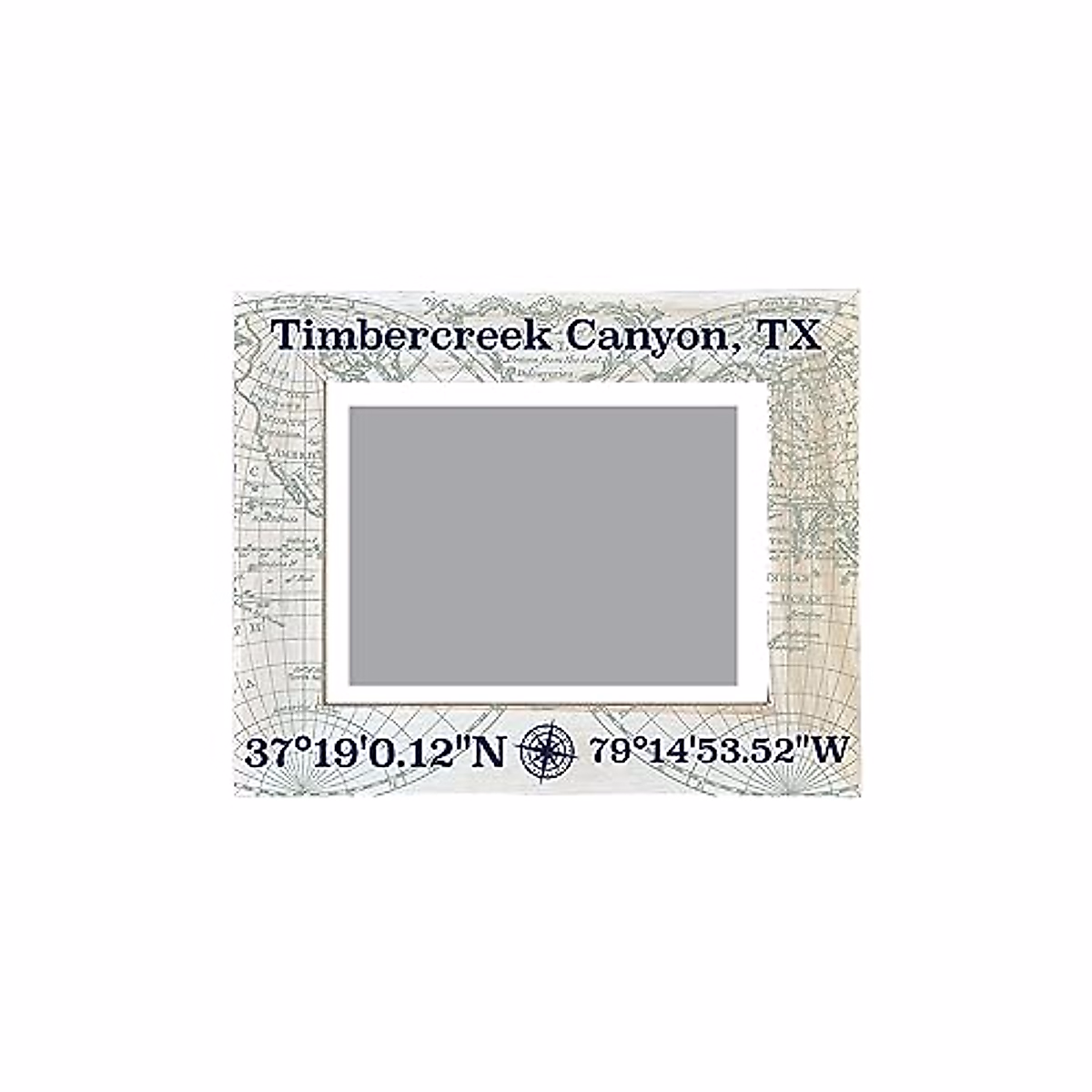 R and R Imports Timbercreek Canyon Texas Souvenir Wooden Photo Frame Compass Coordinates Design Matted to 4 x 6