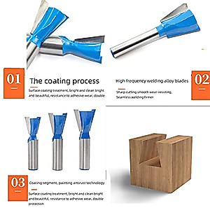 CHCYWJGJ 1/2 ShankDovetail Router Bit 1-1/4” Half-Blind Through Dovetail Bits for Making Boxes Drawers Chests for Engraving Router planing Head Wood Cutter
