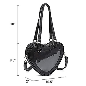 Emprier Women Heart Shaped Shoulder Bags Clear Tote Purse Ita Bag Backpack Cross body Purse for Anime Pins