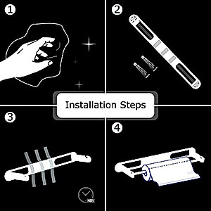 Ayybboo Paper Towel Holder,Under Cabinet Paper Towel Holder,Alloy Steel Foldable Wall Mounted Towel Large Roll Adhesive Bag Holder with Adhesive and Screw for Kitchen,Pantry,Bathroom 13.8in(Black)