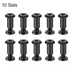 uxcell Screw Post Fit for 5/16"(8mm) Hole Dia, Male M6x12mm Belt Buckle Binding Bolts Leather Fastener Carbon Steel Black 10 Sets