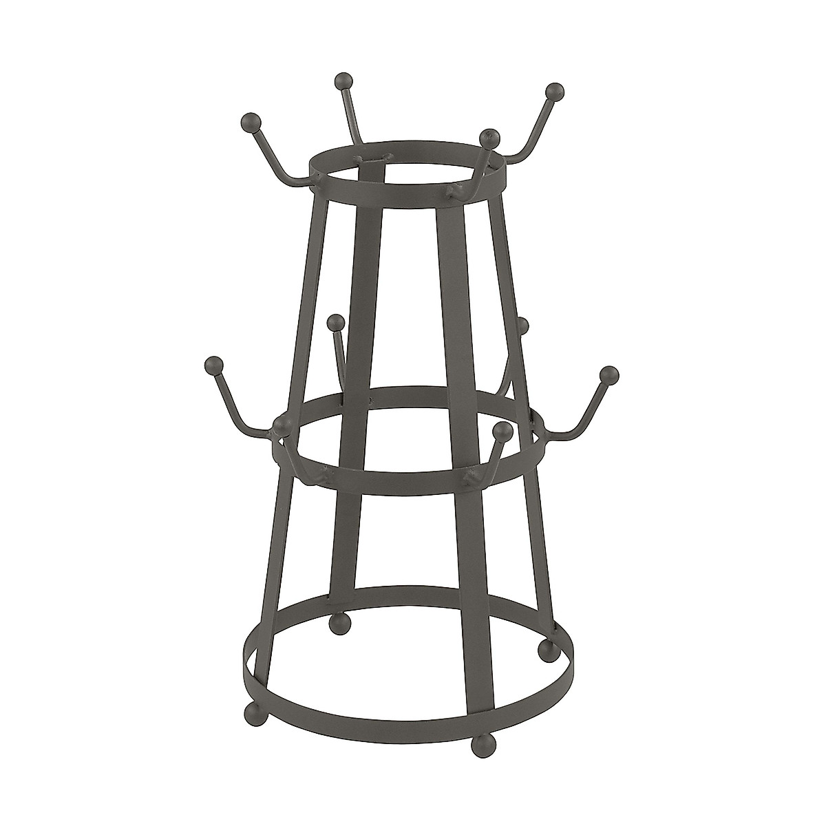 Spectrum Diversified Stripe 10 Holder Bold Countertop Tree, Mug & Teacup Rack Bar & Kitchen, Coffee Corner Cup Storage, Industrial Gray