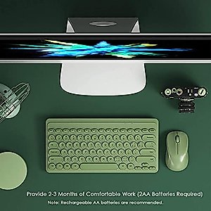 Fashion Wireless Keyboard and Mouse Combo, USB Cordless Cute Round Key Smart Power-Saving Ultra Slim Combo for Laptop, PC, Computer and Desktop (Crocodile Green)