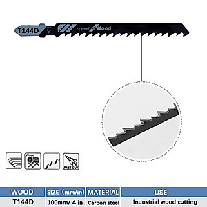 TAROSE 20-Piece T144D 4 Inch 6 TPI Assorted T-Shank Jig Saw Blades Set for Speed Cutting Wood
