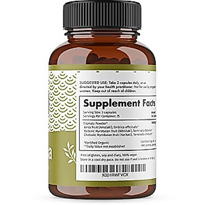 Triphala Bio (150 capsules) - 500mg per capsule - 75 days dose - high-dose Biotriphala - bottled and controlled in Germany (DE-ÖKO-005) - 100% vegan