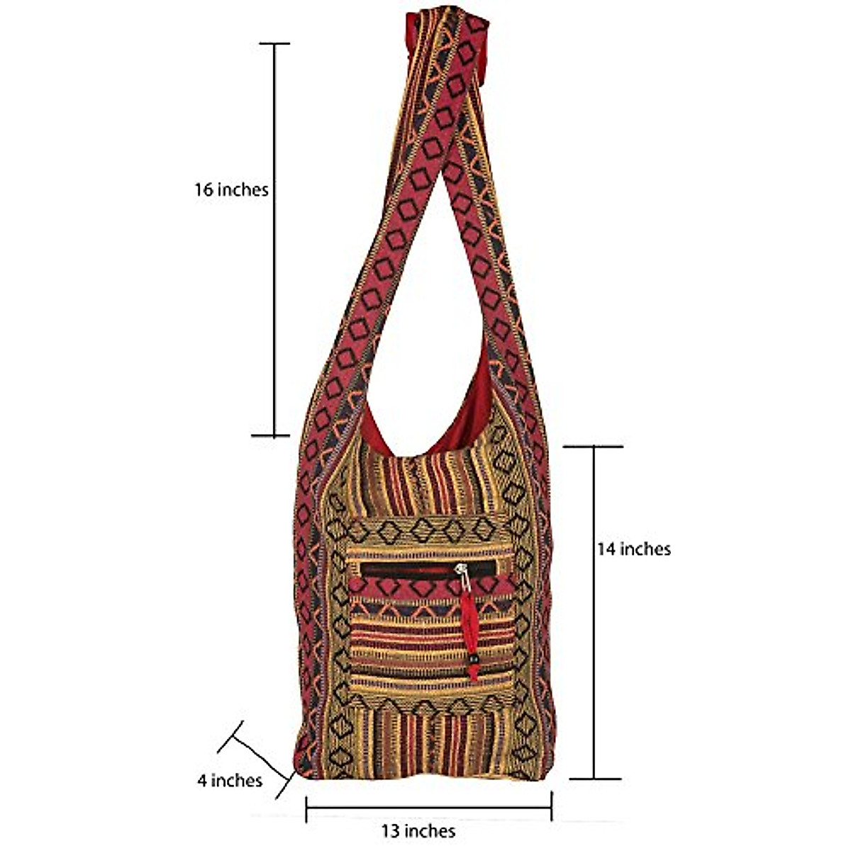 Tribe Azure Red Hobo Messenger Shoulder Bag Large Roomy School Sling Travel Camping Beach Cross body