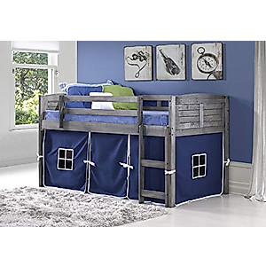 Donco Kids Louvered Low Loft with Blue Tent, Twin