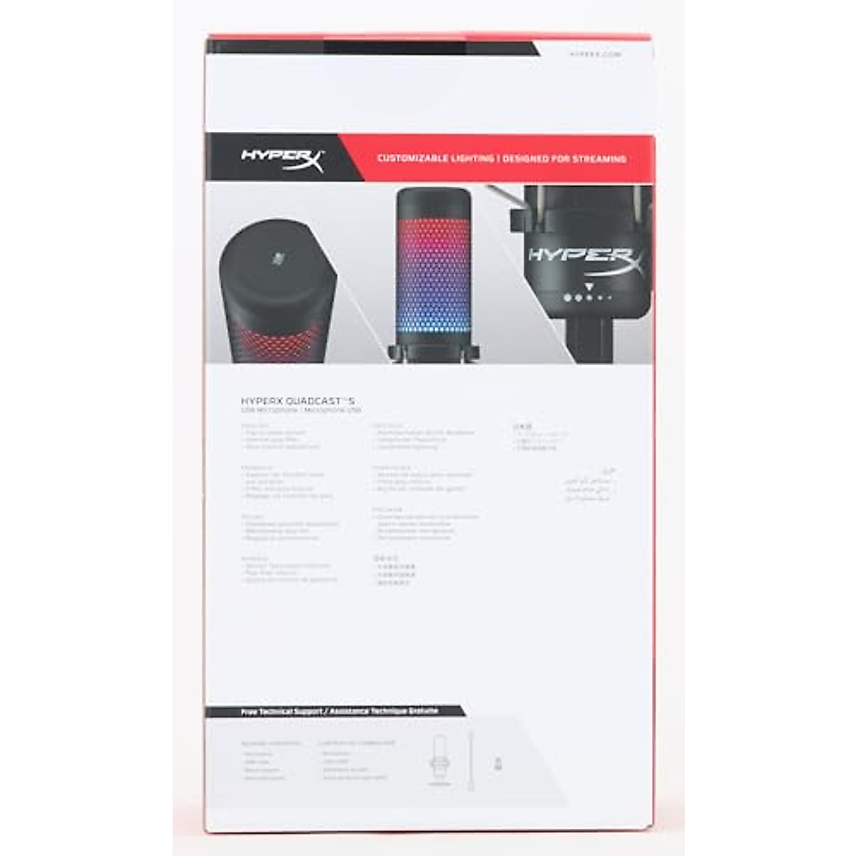 HyperX QuadCast S RGB USB Condenser Microphone with Shock Mount for Gaming, Streaming, Podcasts