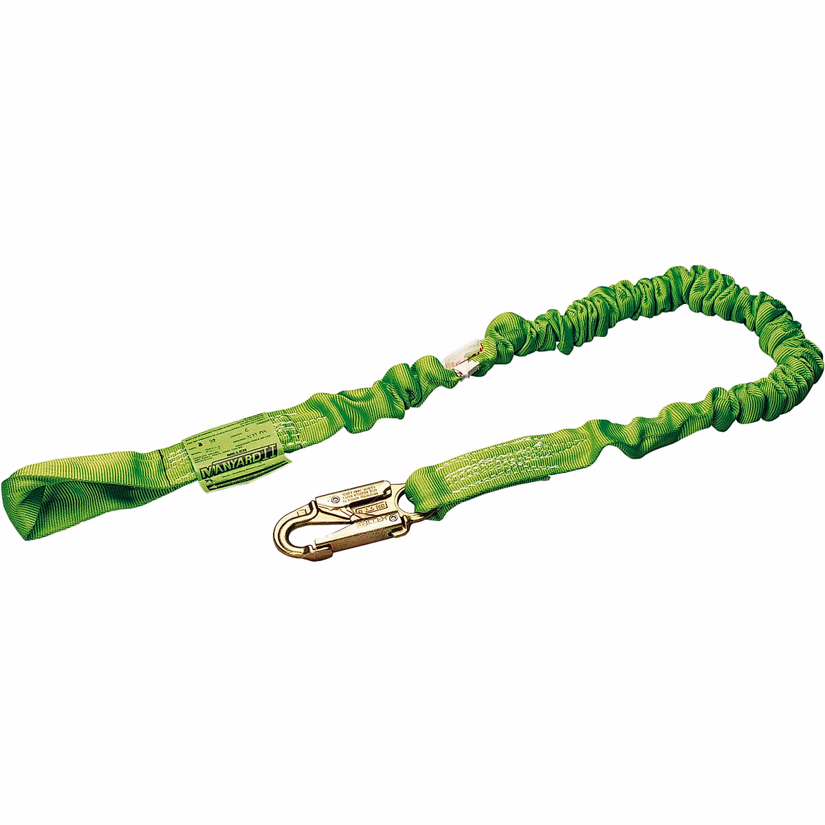 Miller by Honeywell 233M/6FTGN 6-Feet Manyard II Shock-Absorbing Stretchable Web Lanyard with 1 Locking Snap Hook and 1 Choke-off Loop, Green
