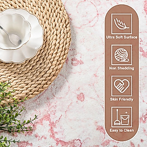 Sofrug Area Rug 5x7 - Vintage Honeycomb Non Slip Bedroom Rug Pink Rug Soft Faux Wool Carpet Foldable & Machine Washable Rugs for Living Room Nursery Room Dorm Kids Playroom Home Office