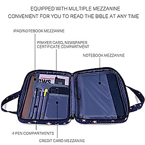 Bible Case, Bible Cover for Men, Black Canvas Bible Bag with Pocket Zip Large Size Bible Carrying Cases, Christian Gifts for Boy Father and Kids, Church Bible Covers for Bible Study