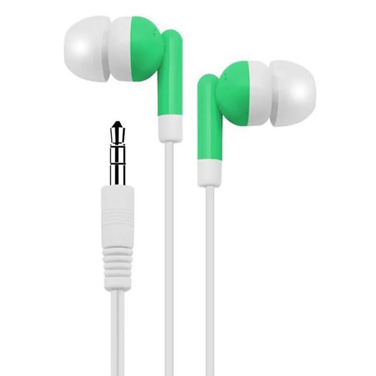 LowCostEarbuds Bulk Pack of 25 Green/White Earbuds/Headphones Individually Wrapped CB-GREEN-25-WRAP-FBA CB-GREEN-25-WRAP-FBA