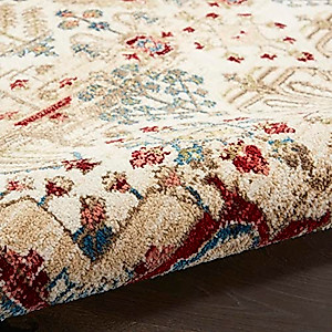 Nourison Revel Floral Ivory 3' x 5' Area -Rug, Easy -Cleaning, Non Shedding, Bed Room, Living Room, Dining Room, Kitchen (3x5)