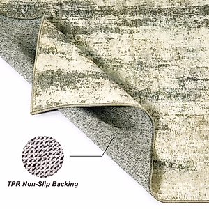 Valenrug Washable Rug - Stain Resistant Area Rugs for Living Room, Non Slip Backing Printed Rugs for Bedroom, Folable Machine Washable Area Rug(Green,8'x10')