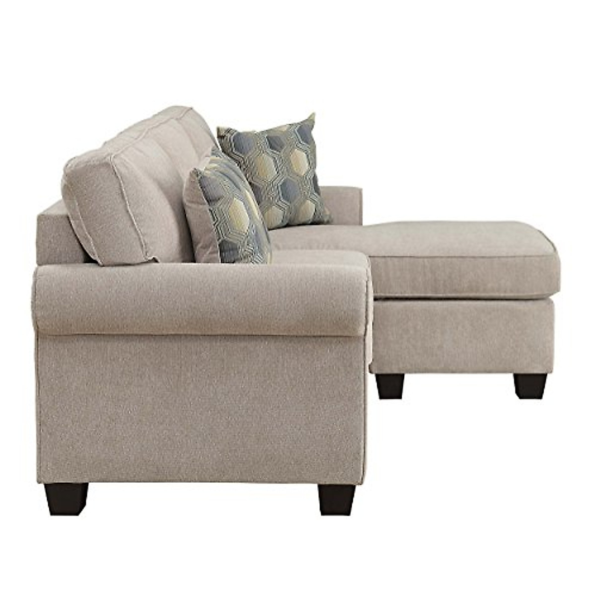Homelegance Clumber 82" Reversible Sectional with Accent Pillows, Beige