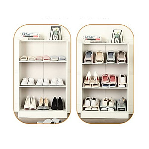 JTJMJTJ 6 Pack 12 Pack Shoe Stage, Shoe Slots Organizer, Double Layer Stack Shoe Rack, 50% Space-Saving Storage Rack Holder, Shoe Holder (Blue,Small(12 Pack))