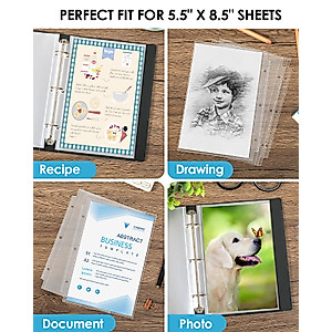 KTRIO Heavyweight Sheet Protectors 5.5 x 8.5 inch, Clear Page Protectors for Mini 3 Ring Binder, Plastic Sleeves for Binders, Top Loading Paper Protector, 60 Pack