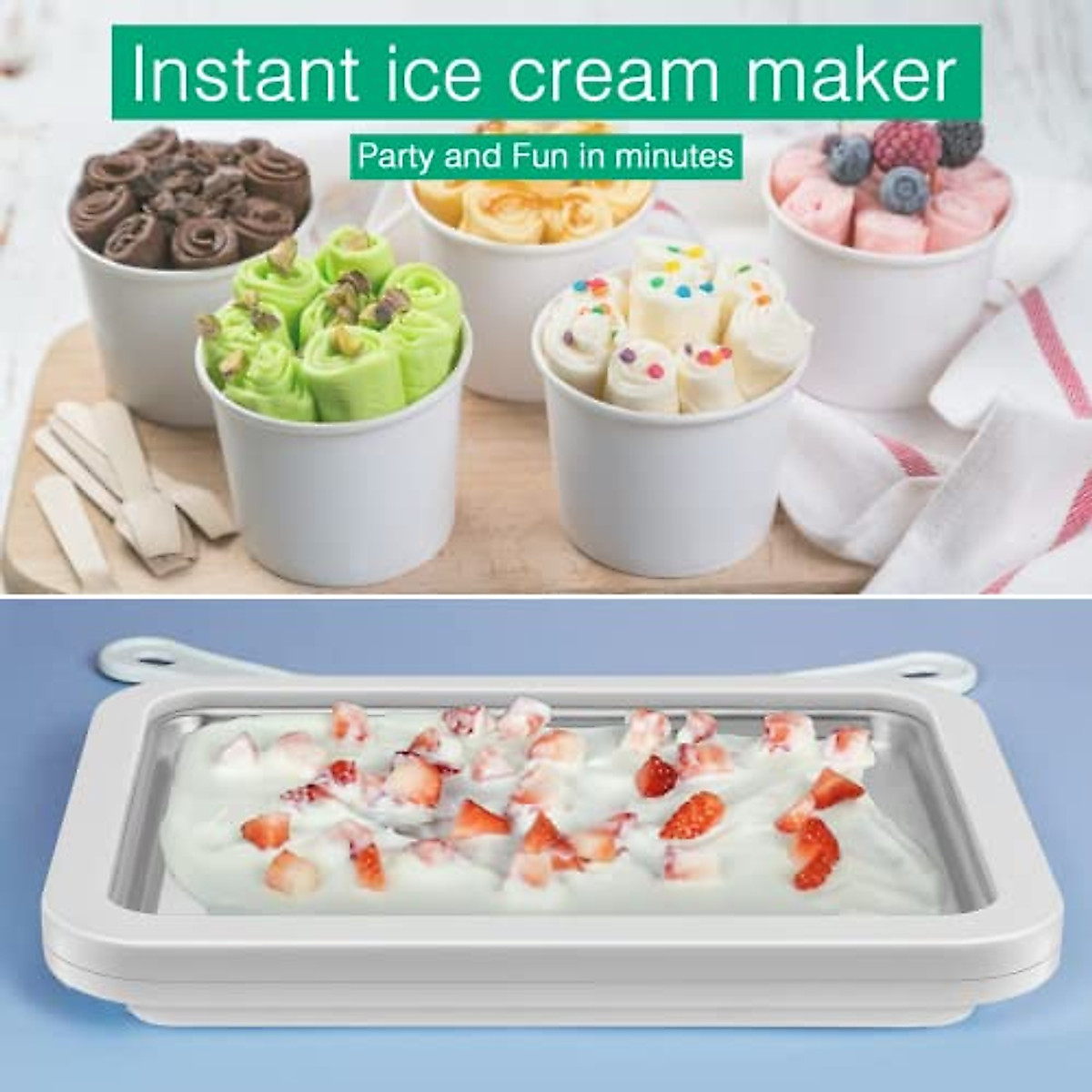 Rolled Ice Cream Maker- Instant Ice Cream Maker for kids Family- Rolled Ice Cream Machine- Yogurt Maker-Sweet Spot Frozen Fruit Machine- Great Gifts for Kids