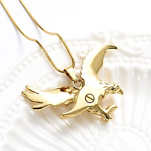 Cremation Ashes Jewelry,Eagle Shaped Memorial Urn Necklace for Ashes Keepsake Pendant Necklace for Men Women Cremation Necklace(Gold)
