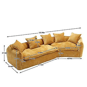 Modular Sectional Sofa, 125" Cloud Couch,U-Shaped Couch with Pillows, Modern Minimalist Chenille Fabric Large Comfy Cloud Sofas, Living Room Furniture Sets