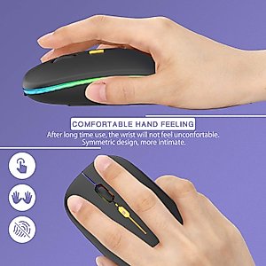 【Upgrade】 LED Wireless Mouse, Slim Silent Mouse 2.4G Portable Mobile Optical Office Mouse with USB & Type-c Receiver, 3 Adjustable DPI Levels for Notebook, PC, Laptop, Computer, MacBook (Black)