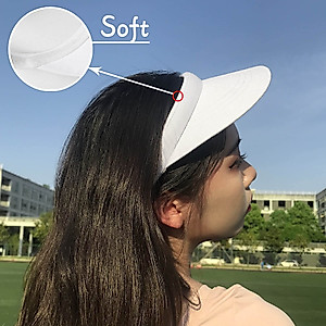 2 Pack Sun Visor Hats Womens Men Clip On Summer Visors Adjustable UV Protection Wide Brim Outdoor Golf Tennis Beach Sports Cap (White & Khaki)
